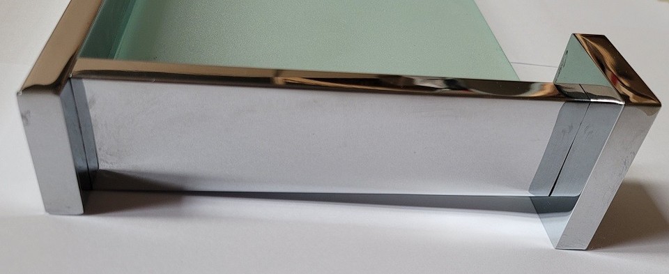 Reduced Last Item! Edge Glass Shelf 60Cm Solid Stainless Steel Chrome ...