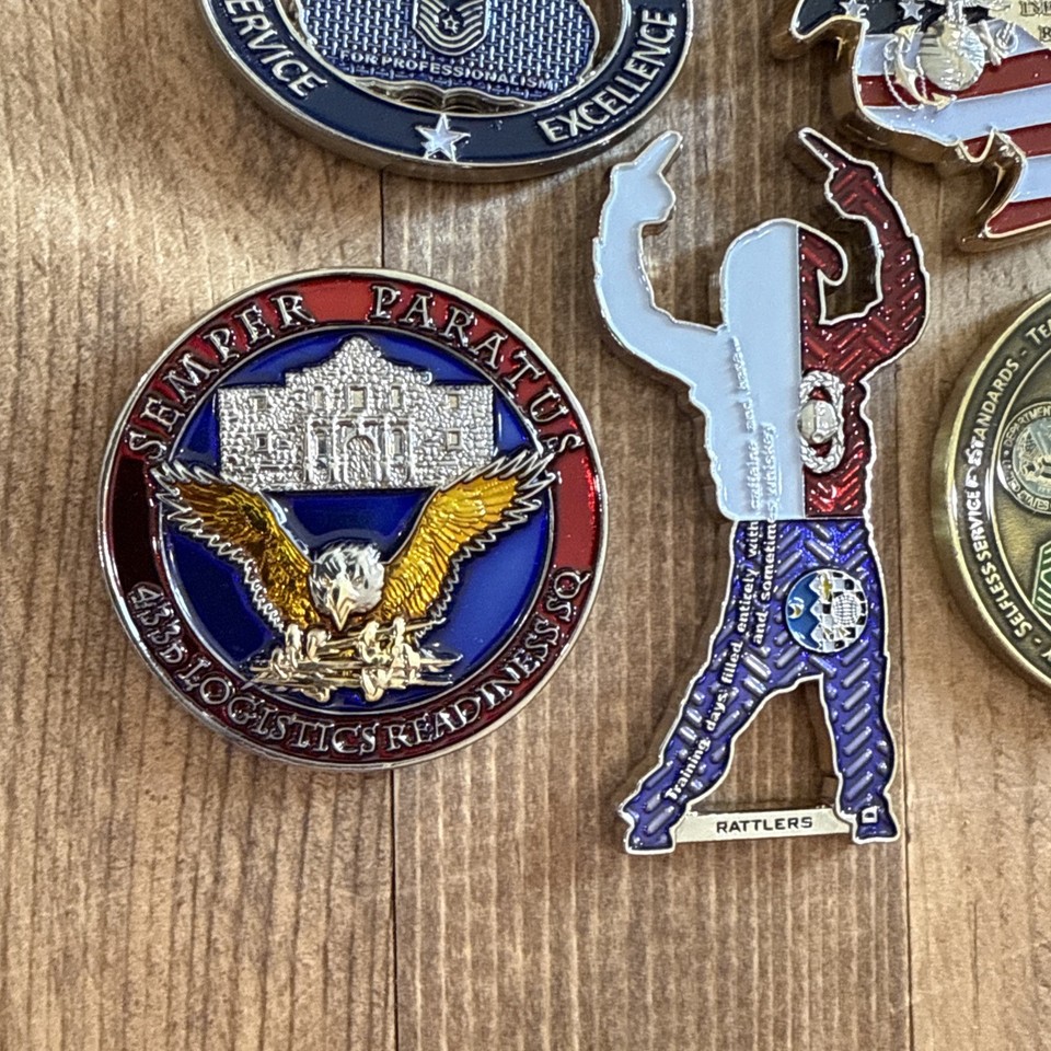 Batch Of 10 Military Challenge Coins Chiefs USS USMC USAF See Pictures ...