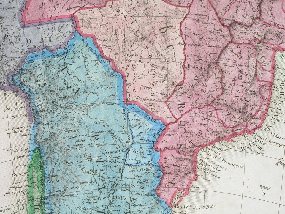 1825 ORIGINAL MAP PERU BOLIVIA ARGENTINA CHILE COLOMBIA PATAGONIA ...