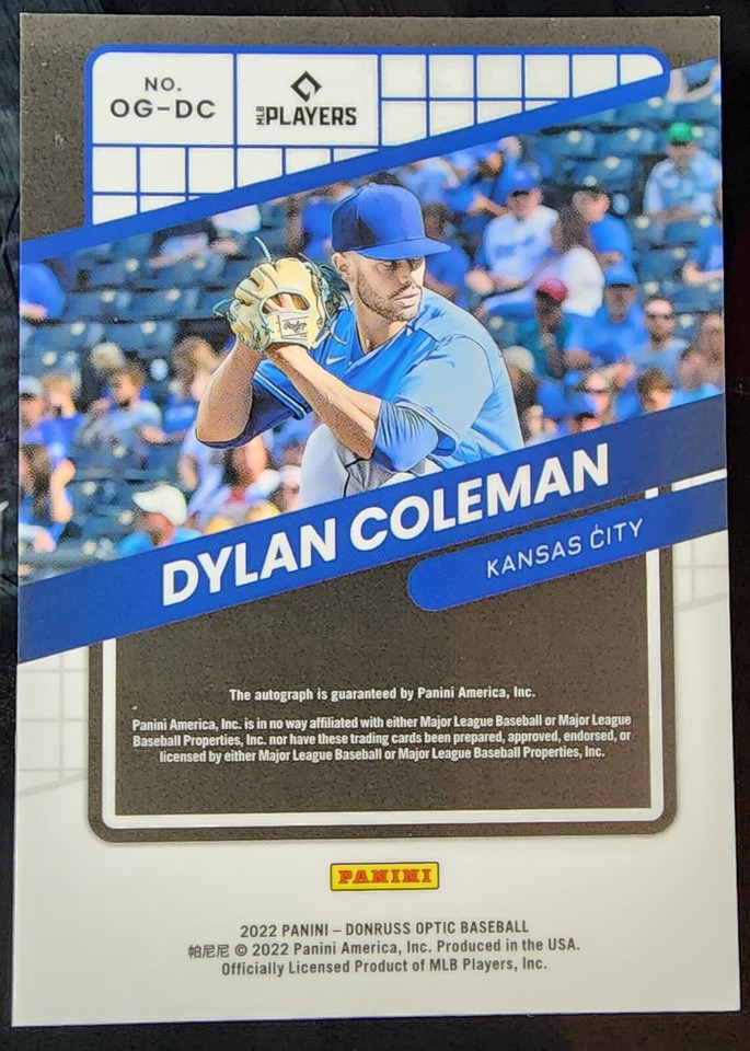 ⚾ Dylan Coleman 2022 Donruss Optic #OG-DC Optigraphs Rookie Auto | eBay