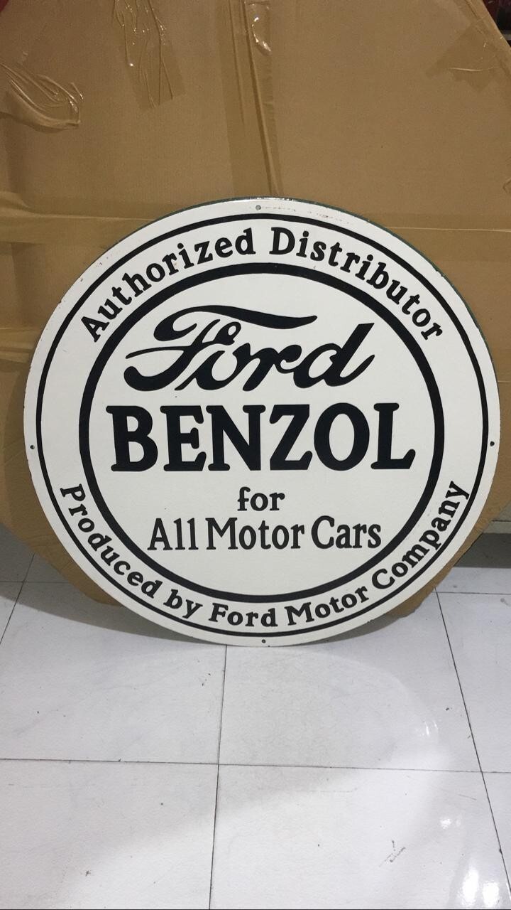 Ford Benzol: Advertising Porcelain Enamel Metal Sign 30 Inches Round ...