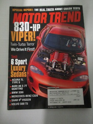 MOTOR TREND MAGAZINE MAY 2001 ACURA TL TYPE S AUDI A6 2.7T QUATTRO BMW ...