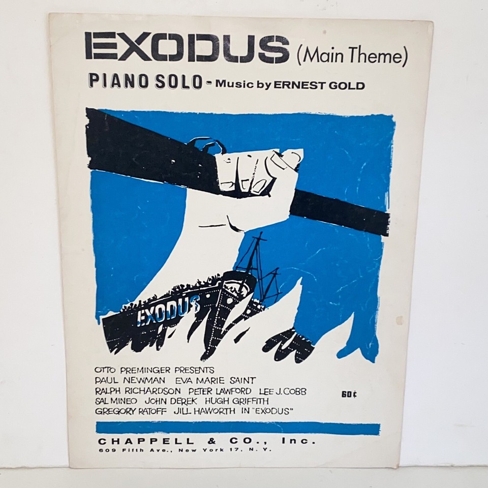 Vintage 1960 Exodus Piano Solo Sheet Music Main Theme Song by Ernest ...
