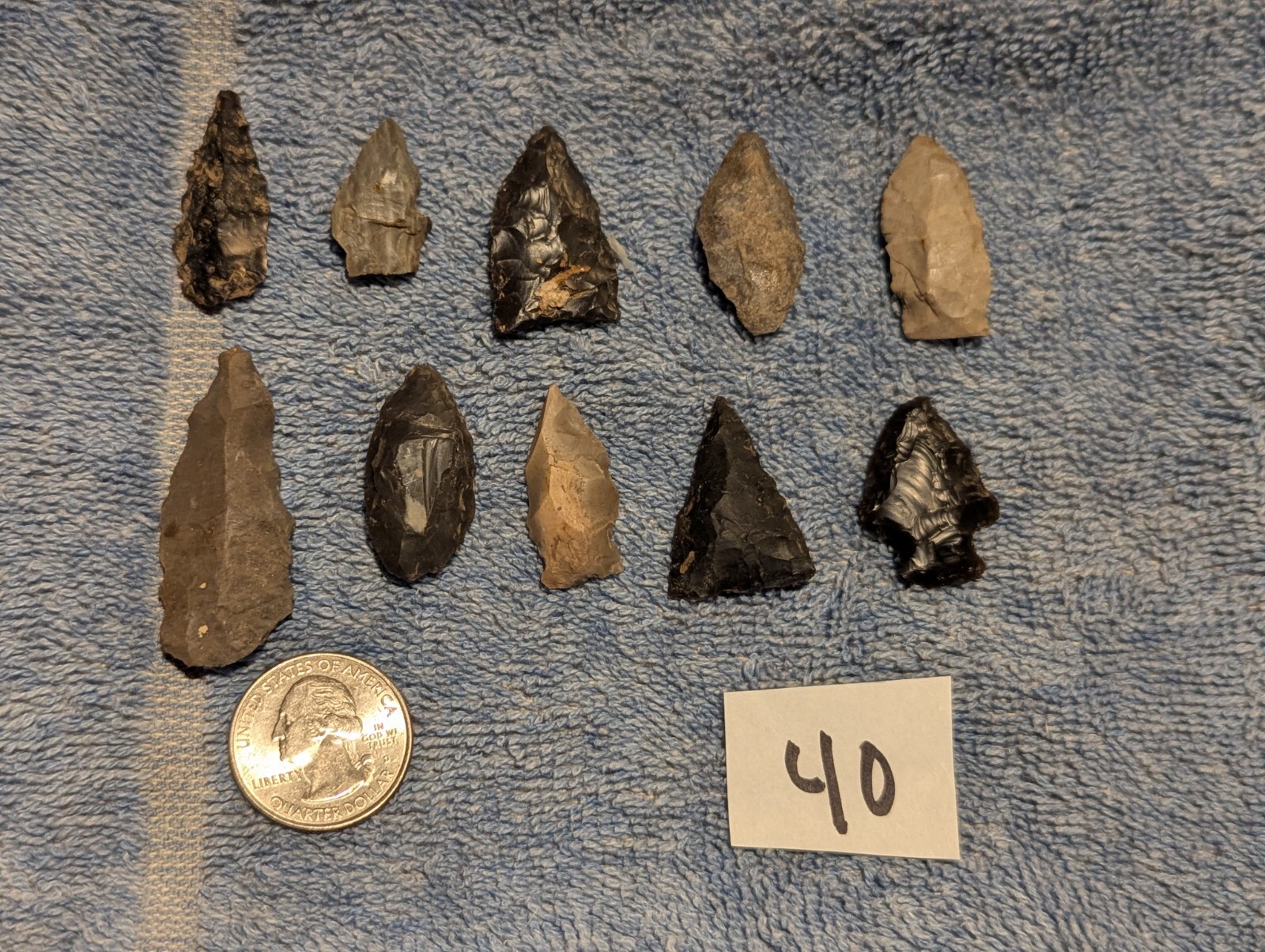 Group of 10 Authentic Field Grade Arrowheads- Found In Tennessee Lot 40 ...