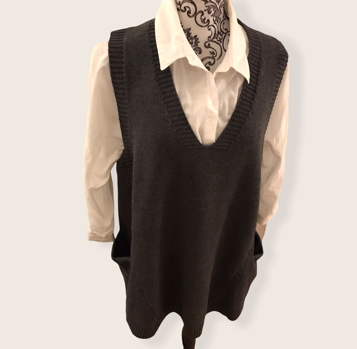 YESNO Women Loose Swing Chunky Cotton Sweater Vests Oversized Top Large ...