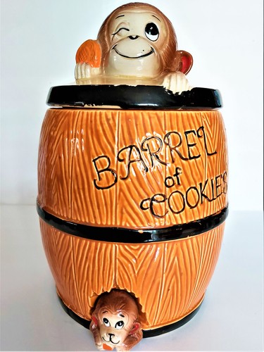 Vintage Barrel Of Cookies "Monkeys" Cookie Jar Japan 1970's | eBay