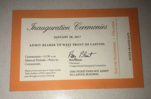 2017 & 2025 President Donald Trump Inauguration Tickets Orange Ticket ...