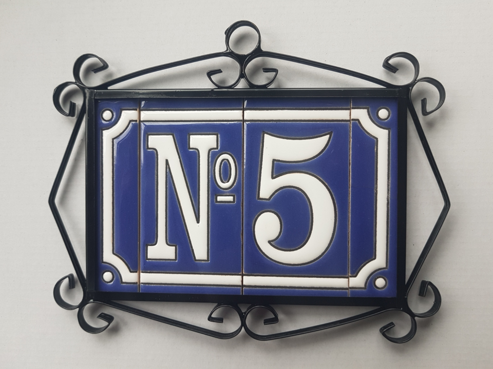 French Styled Hand-painted Blue Custom Address Ceramic Number Tiles 11 ...