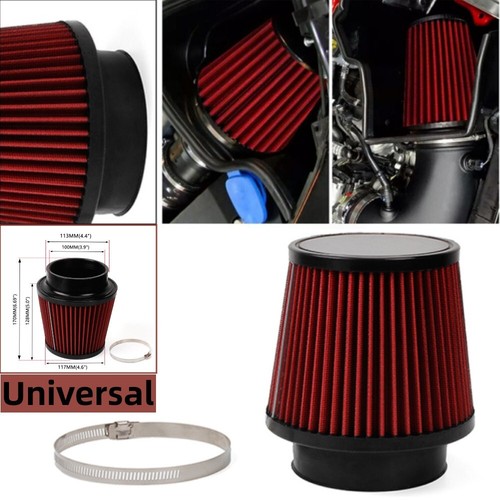 US 4" 100mm Refit High Flow Inlet Cleaner Dry Filter Cold Air Intake ...