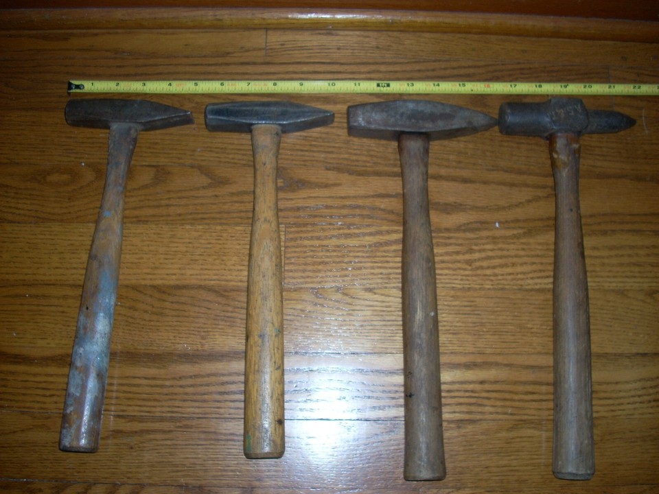Vintage Lot of 4 Blacksmith hammers (2) True Temper Cross Peen and ...