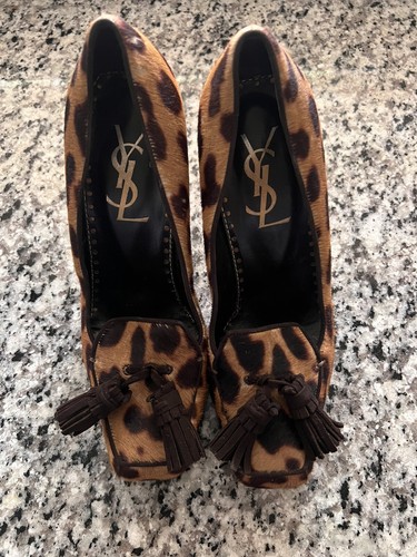 YSL Vintage Leopard Print Calf Hair Tassle Pumps 9.5 US / 36.5 EU | eBay