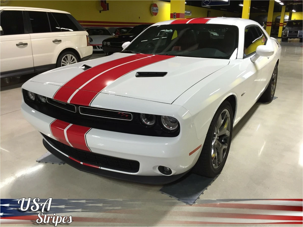 Dodge Challenger White Red Stripes