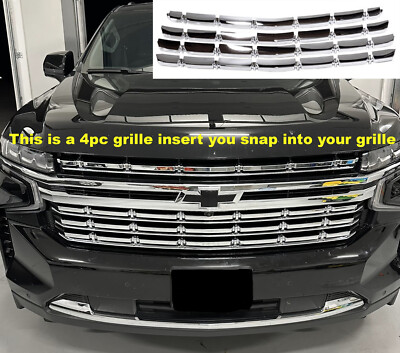 2021-2024 Chevy Tahoe / Suburban Chrome Grille Insert Grill Overlay LT ...
