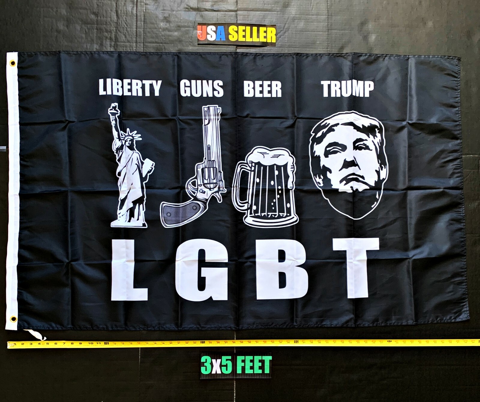 Donald Trump Flag *FREE FIRST CLASS SHIP!* LGBT Guns Beer USA Poster ...