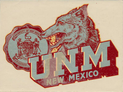 University of New Mexico _RARE_ ORIG 40's Decal vtg NCAA Lobos Seal UNM ...
