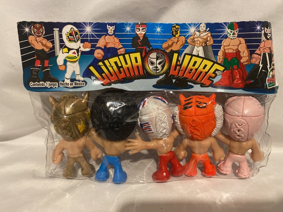 LUCHA LIBRE SET Luchadores Cabezones 3" Action Figures Mexican Toys set ...