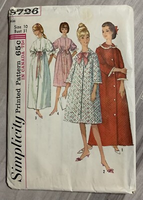 Simplicity Pattern 5726 Misses House Robe Sz 10 Vtg 1960s Uncut FF | eBay