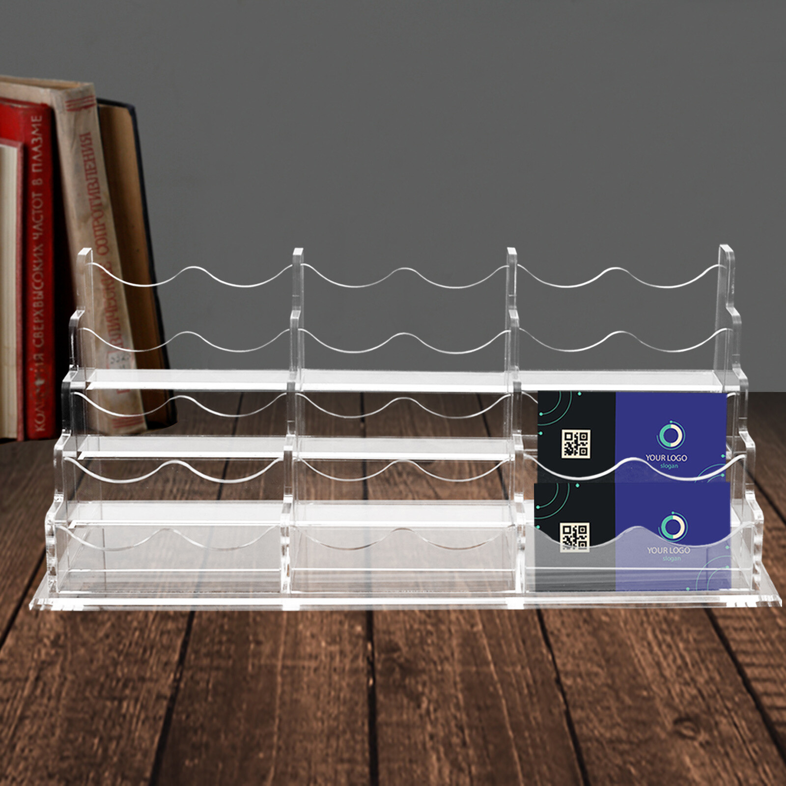 12 Pocket Freestanding Business Card Holder / Clear Acrylic Desk Name ...