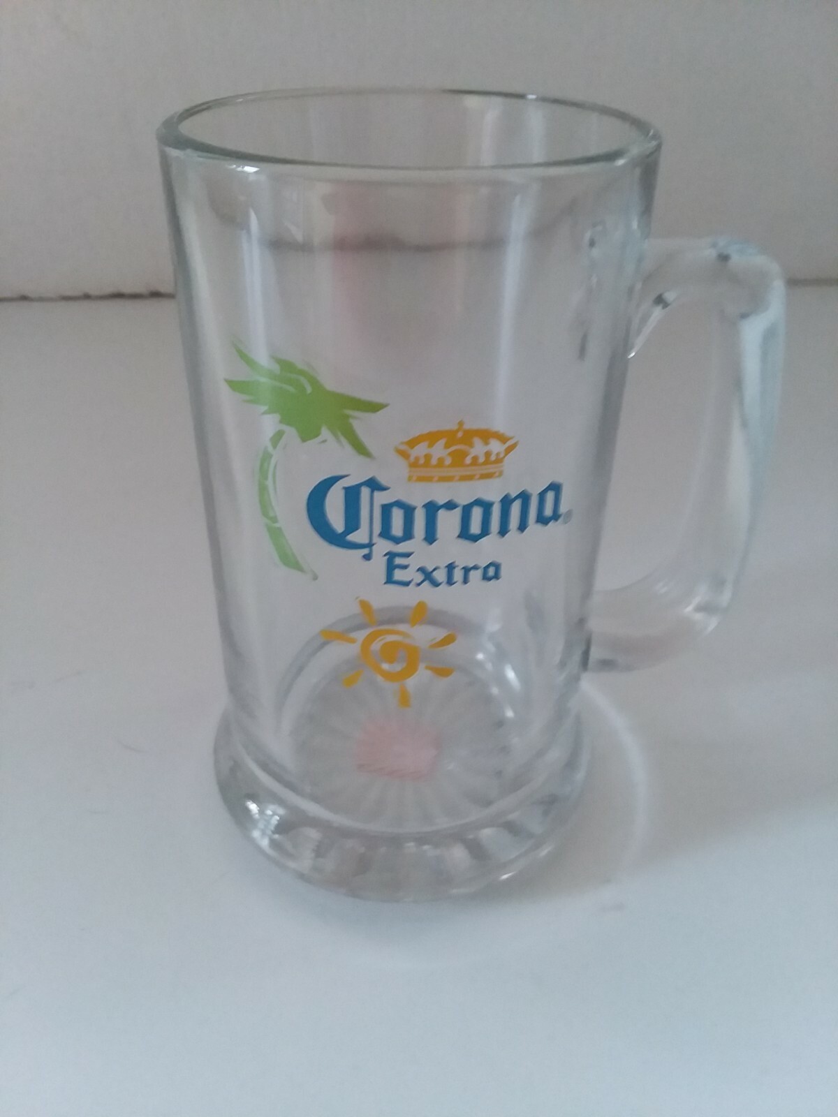 Corona Extra Heavy Glass Beer Mug 5 1/2" Palm Tree Sun & Crown Graphics ...