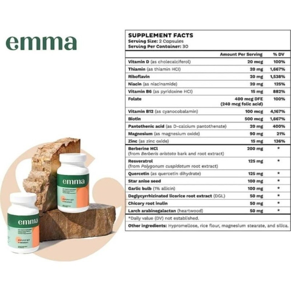 Emma Gut Health & Colon Cleanse Formula, Relief from Bloating, 60 ...