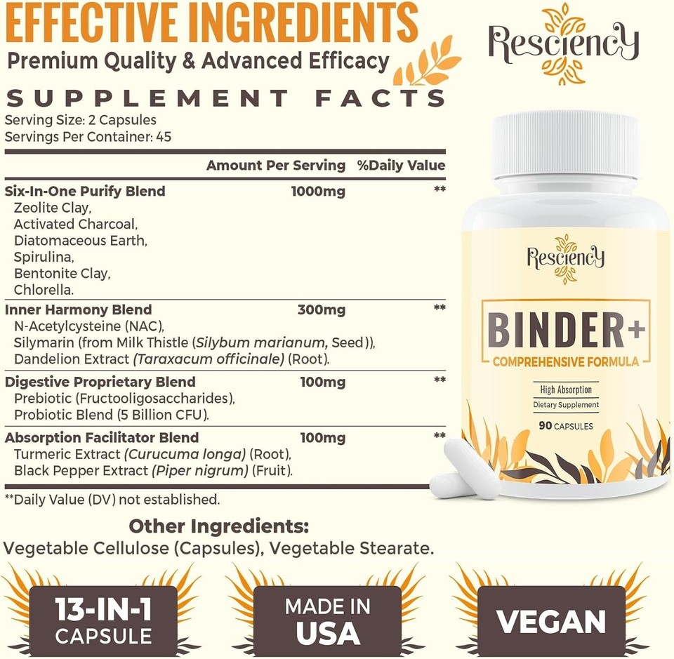 Resciency 1500 MG Detox Binder Supplement – Activated Charcoal Zeolite ...