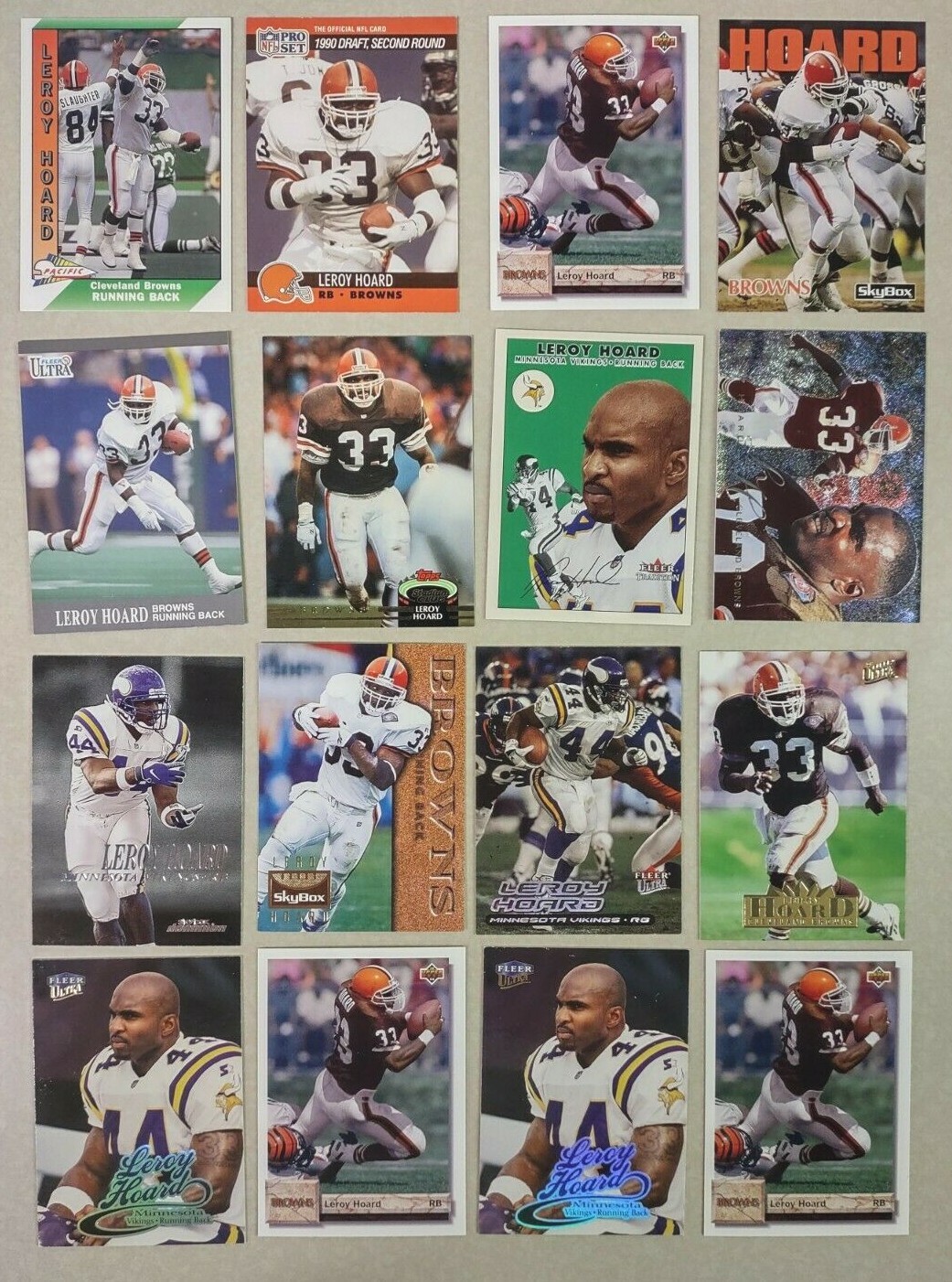 16 Card Lot of LEROY HOARD w/ROOKIE NFL Browns Must for any collector ...