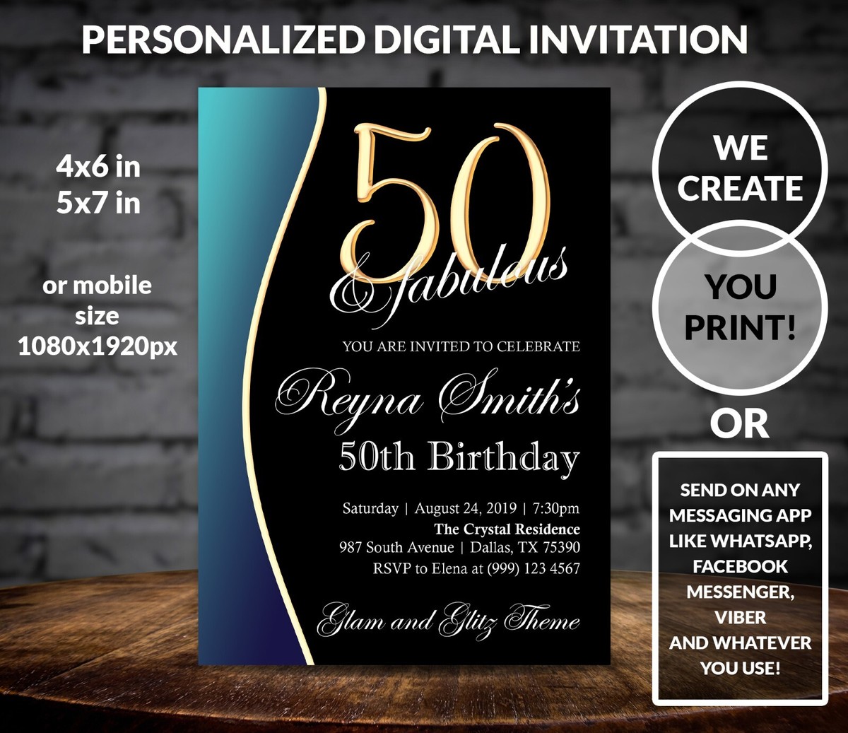 Fabulous 50th Birthday Template Rose Gold 50th Fifty Birthday