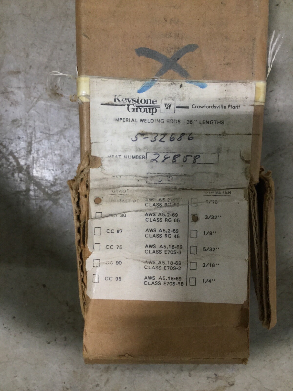 39 lb. Box Welding Rod A5.2-69 RG65 0.093 3/32" x 36", Keystone Group ...