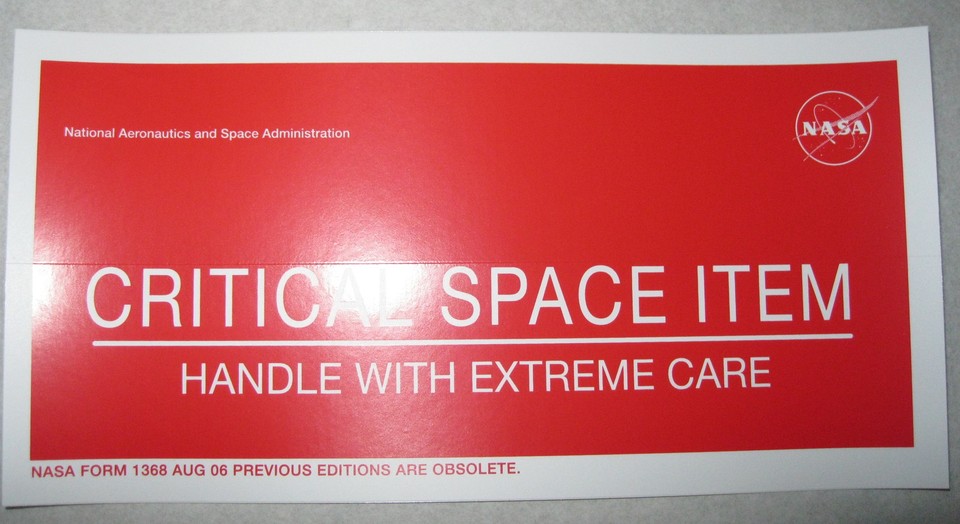 New Lot of 10 NASA Critical Space Item Adhesive Label Labels 8" x 4" | eBay
