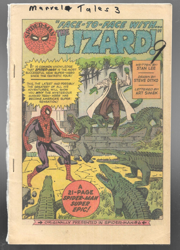 Marvel Tales #3 Marvel Comisc 1966 No front cover Reprints Amazing ...