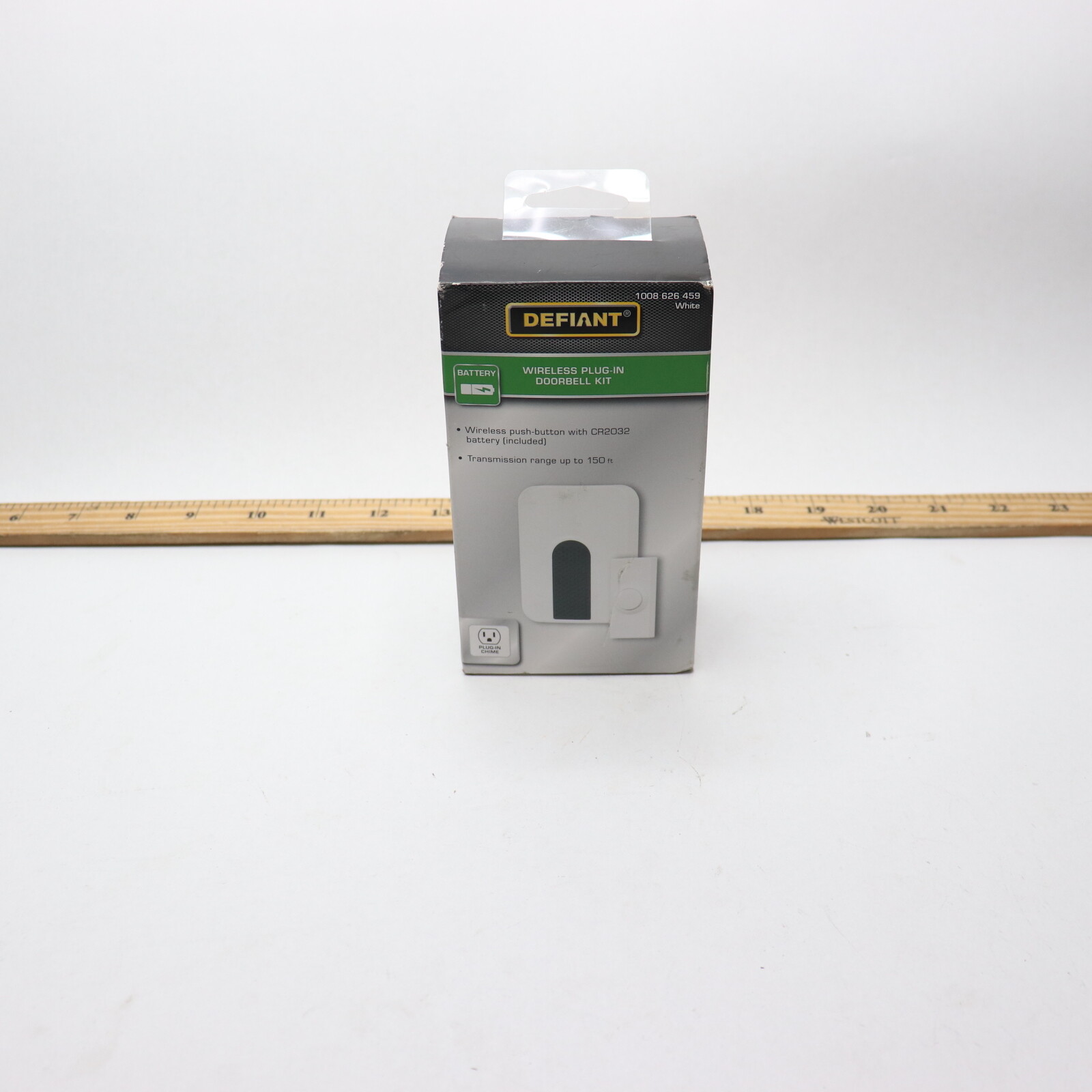 Defiant Wireless Plug-in Doorbell Kit with 1 Push Button White 1008 626 ...