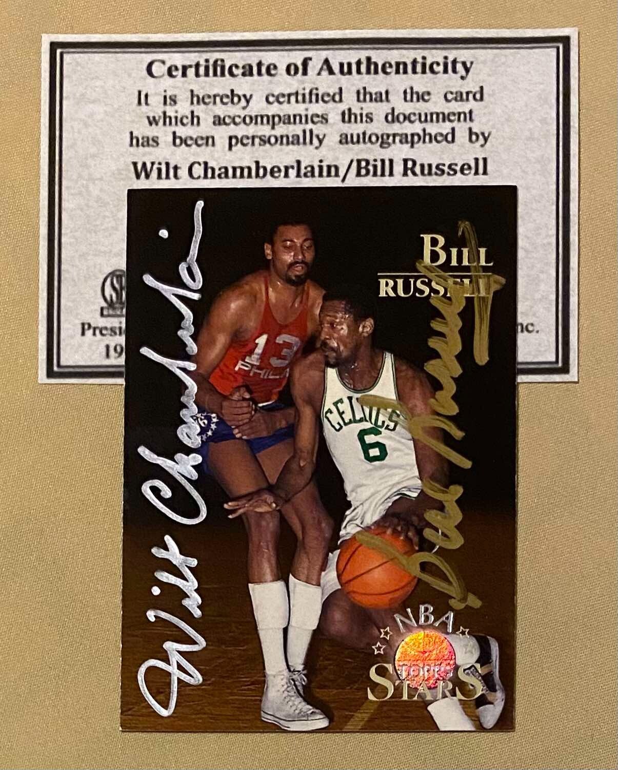 WILT CHAMBERLAIN/BILL RUSSELL 1996 Topps Stars Auto Autograph Card w ...