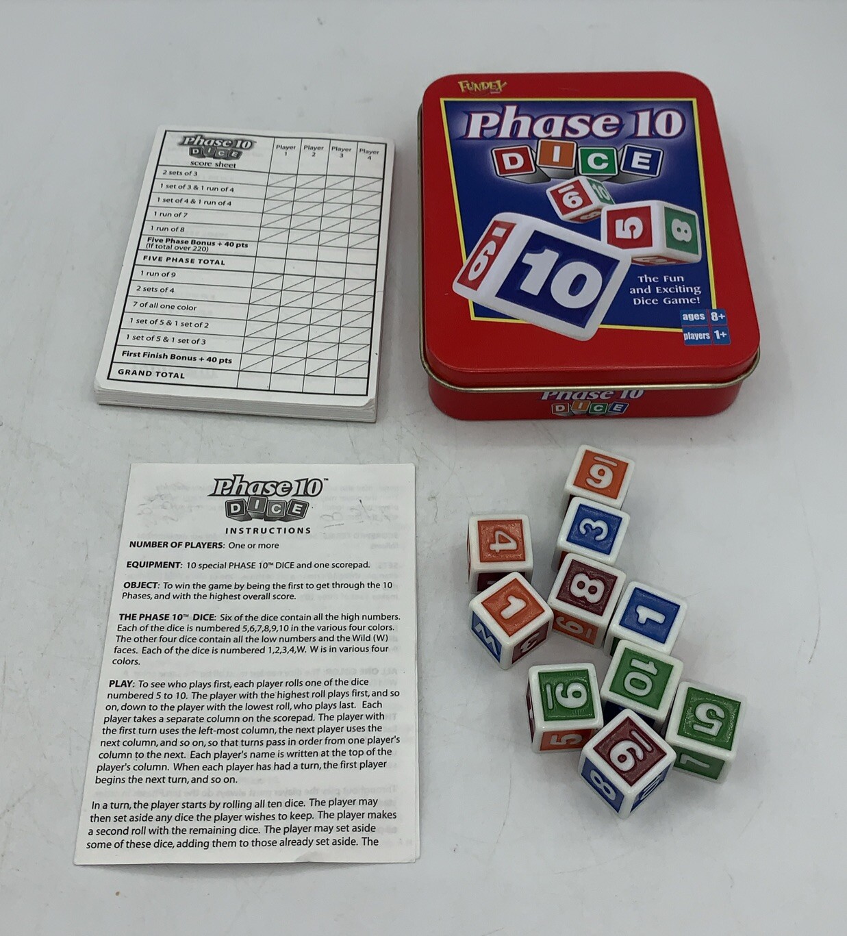 Phase 10 Dice Game In Tin 2002 Fundex Games Item# 2721 | eBay