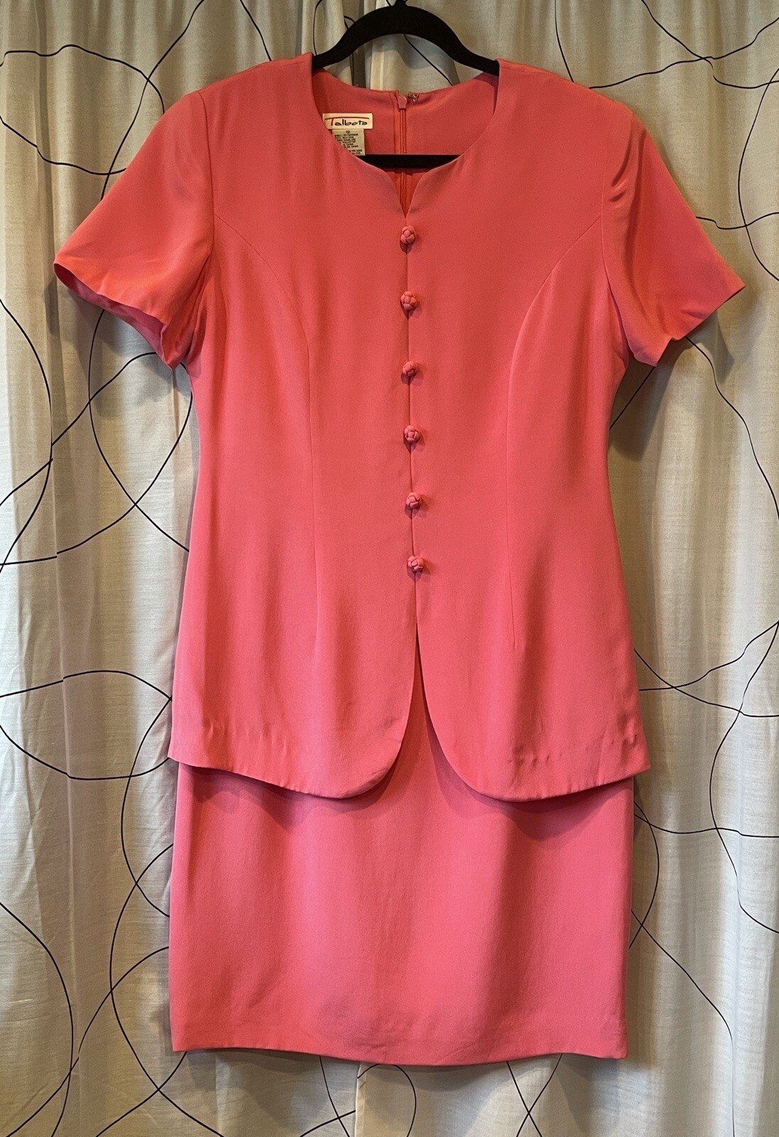 Vintage 80s Talbots Dress Women 12 Pink One Piece Suit Midi | eBay