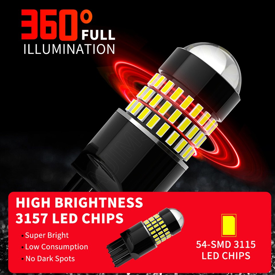 7443 7440 LED Light Bulbs White 6000K Reverse Backup Turn Signal ...