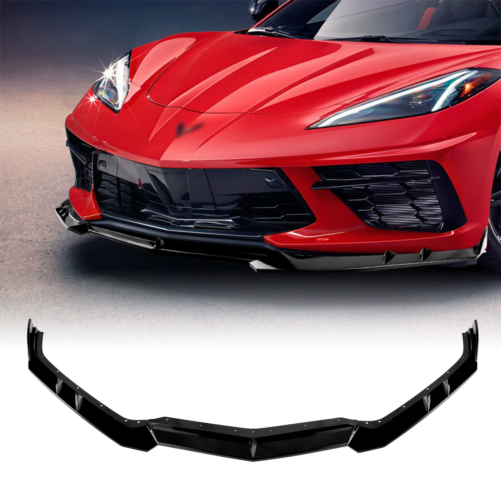 For 2020-24 Corvette C8 Z51 STG 3 Winglet Gloss Black Front Bumper Lip ...