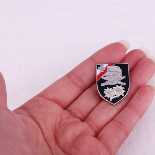 WW2 World War 2 German Skull Cross Edelweiss 1.25" Enamel Pin Badge | eBay