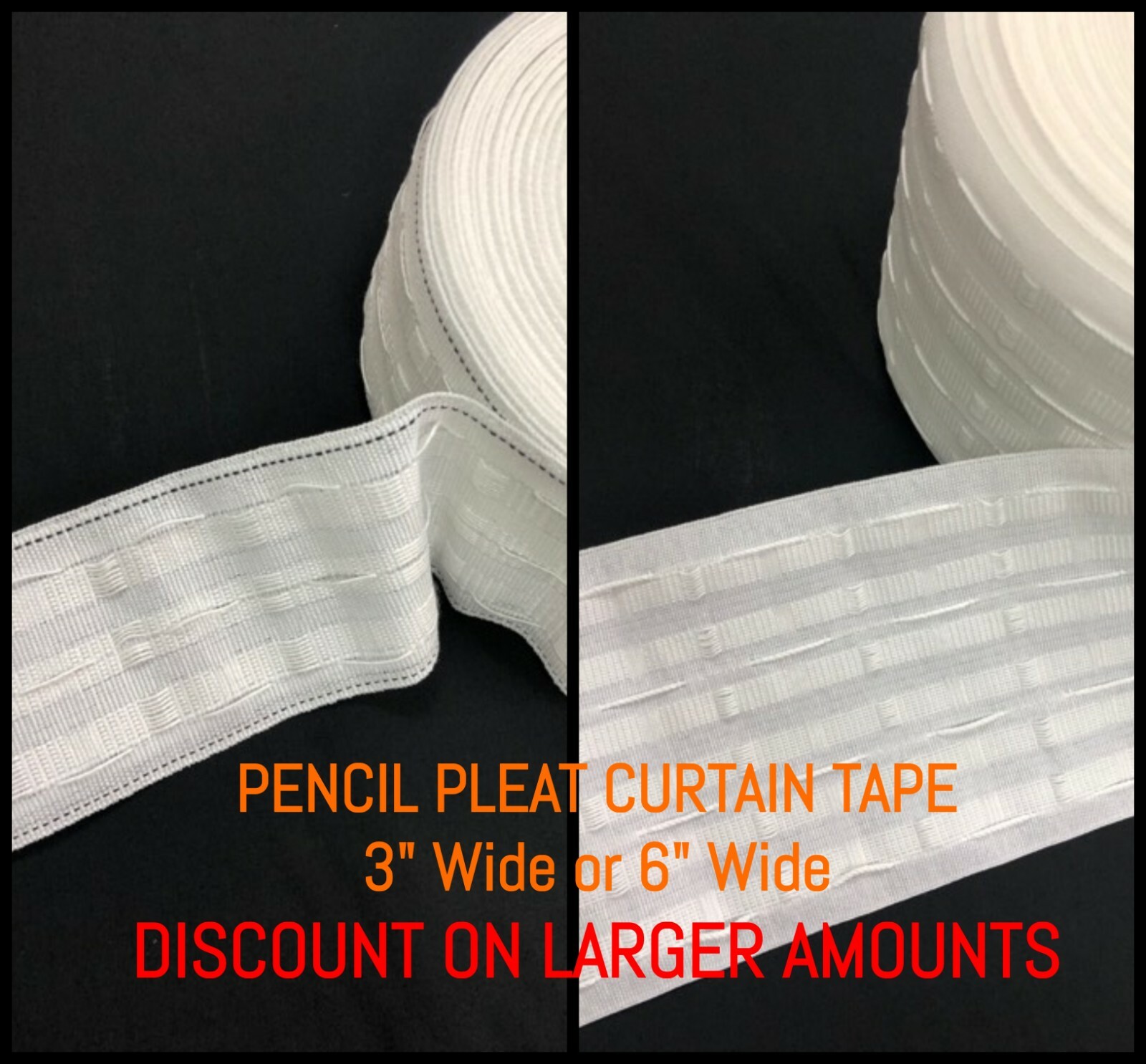 3" 75mm / 6" 150mm Rufflette Curtain Pencil Pleat Header Tape - By The ...
