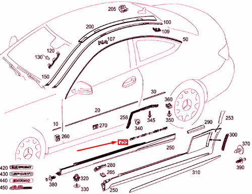 NEW MERCEDES-BENZ C W204 LEFT ROCKER MOULDING MOUNT BRACKET A2046980162 ...