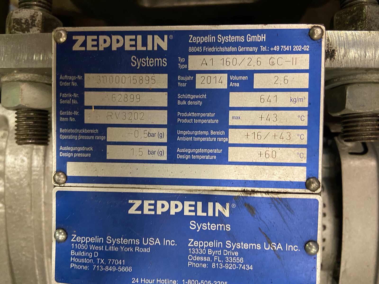 Zeppelin Systems,RV3202,Type A1 Size 160 Rotary Discharge Feeder RV3202 ...