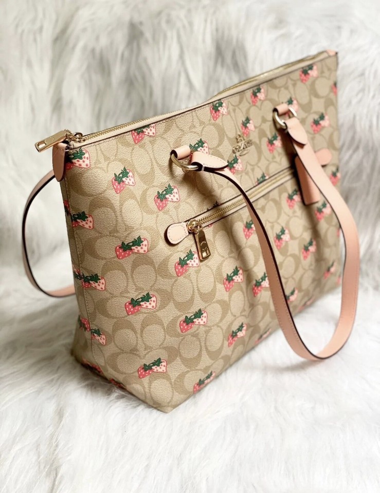 NWT Coach Signature Canvas With Strawberry Print Gallery Tote CB595 | eBay