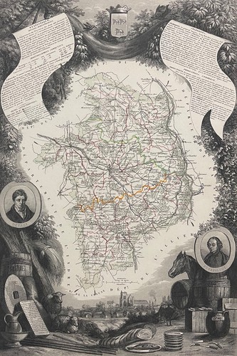 Dear French Department Map 1850 France Centre-Val de Loire Duchy of ...