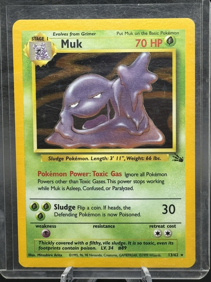 Pokemon TCG 1999 Fossil Muk Holo 2000 Team Rocket 1st Edition Dark Muk ...