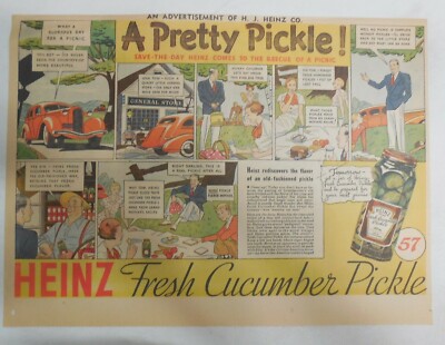 Heinz Pickles Ad: Pretty Pickle Rescues Picnic ! from 1930's 11 x 15 ...