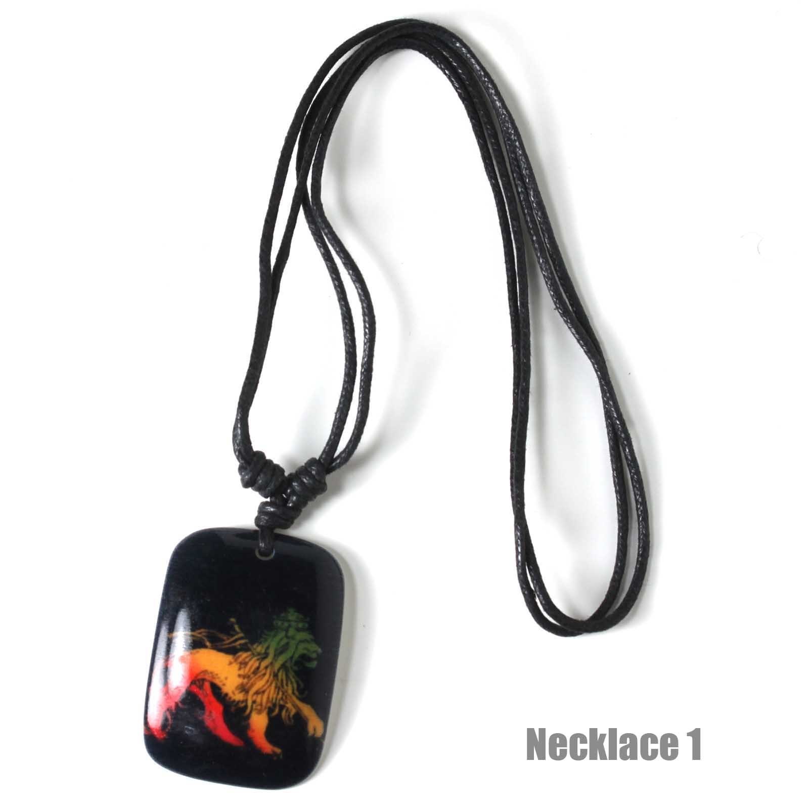 Black Cord Necklace Reggae Vibes Dog Tag Selassie Rasta Necklace ...