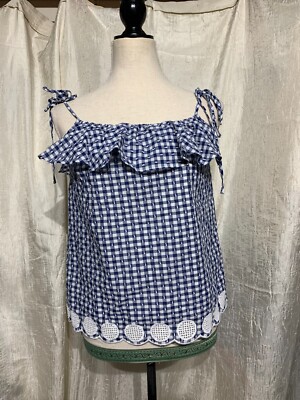 J. Crew Women's Size 2 Checkered Blue/White Halter Top | eBay