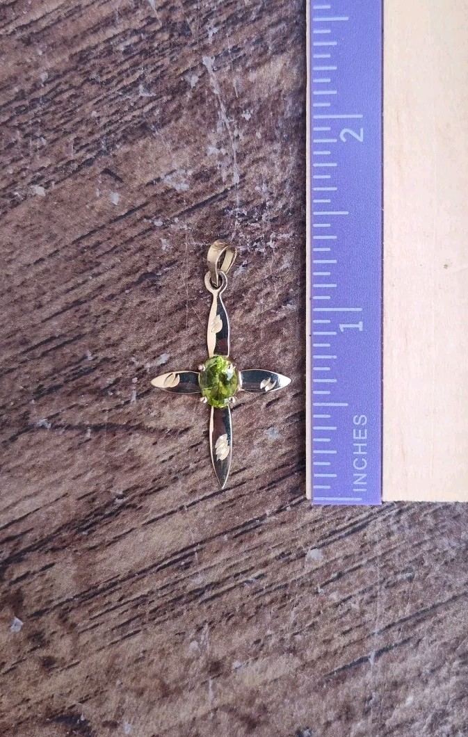 10kt Yellow Gold And Peridot Art Deco Style Cross Pendant | eBay