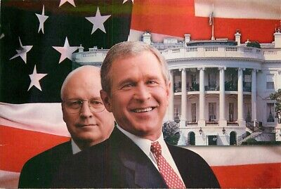 Postcard George W Bush & Dick Cheney, White House & American Flag | eBay