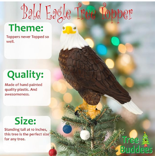 Realistic Bald Eagle Christmas Tree Topper & Patriotic Home & Yard ...