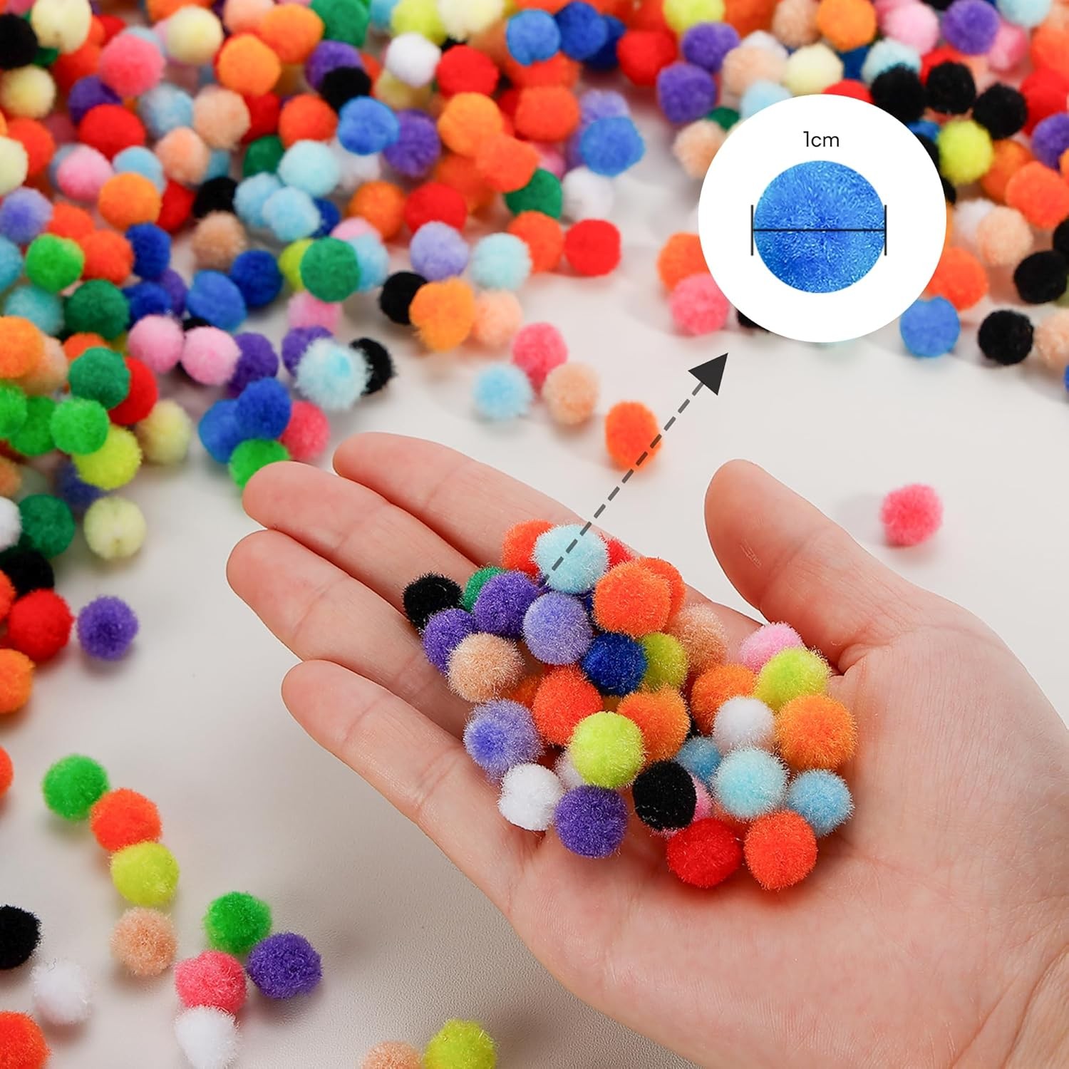 Caydo 4000 Pieces 1 cm Pompoms, 20 Colors Fuzzy Pom Poms Ball for DIY ...